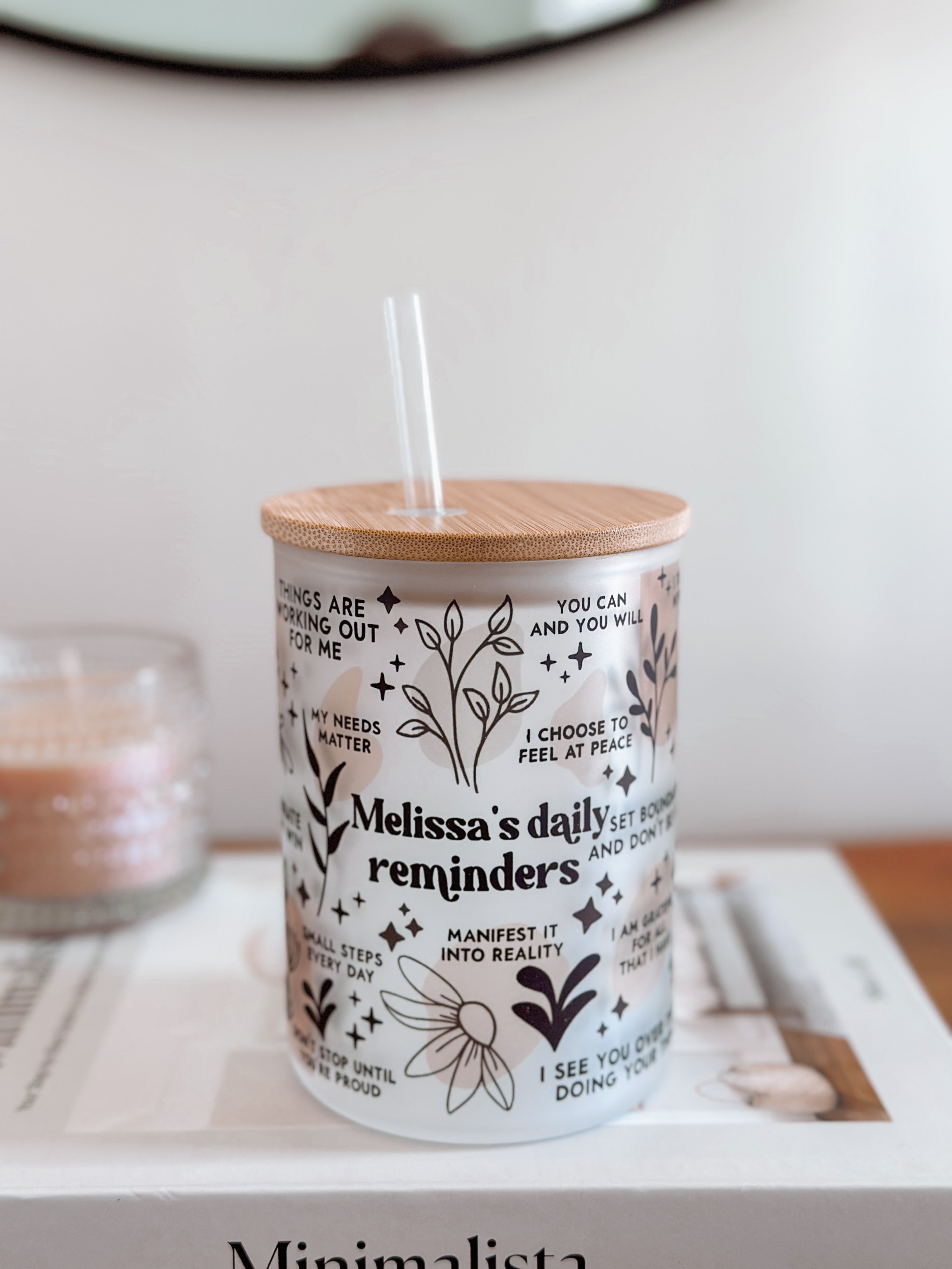 Personalized Daily Reminders Glass Tumbler – Designs by MJ
