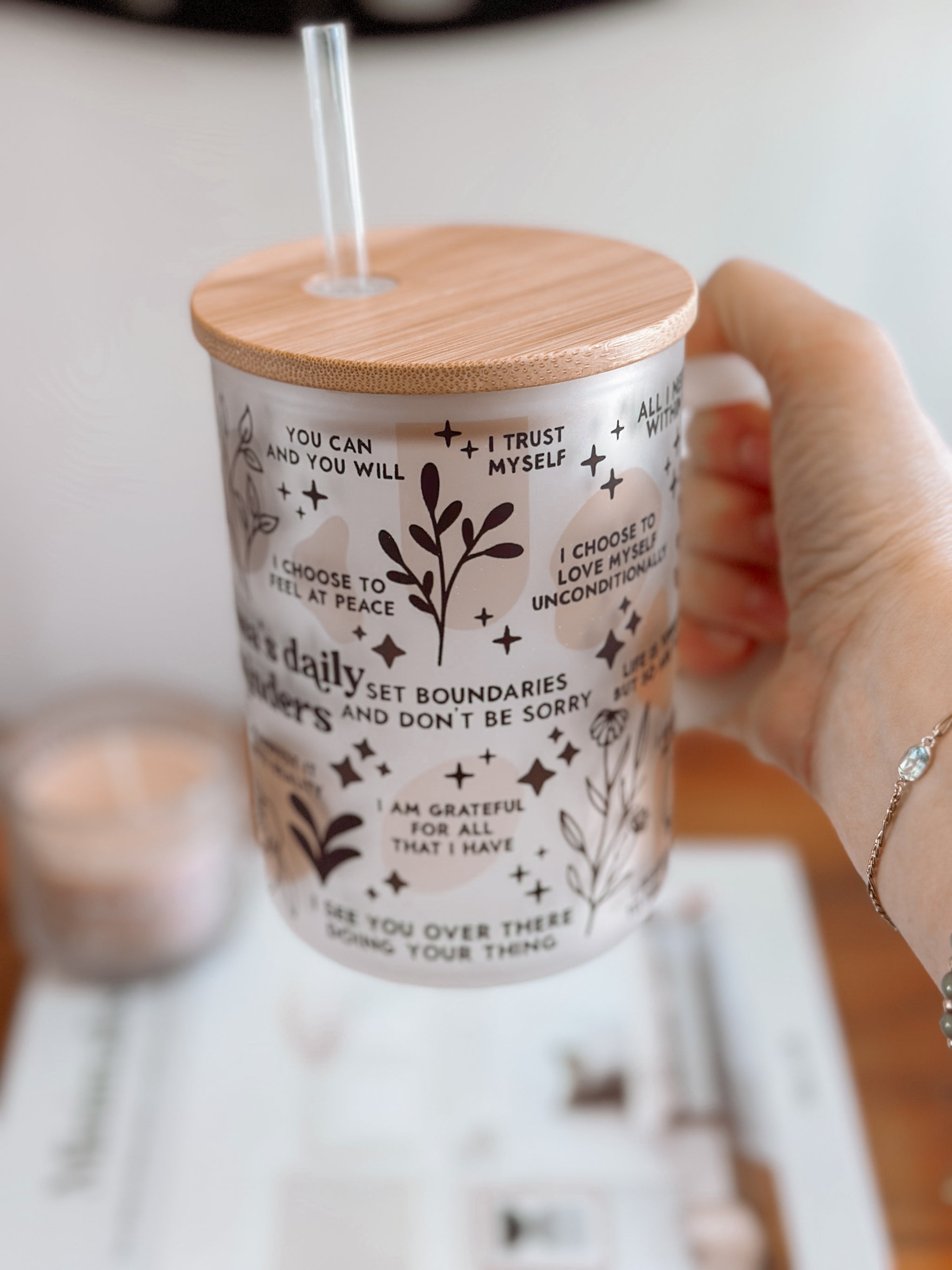 Personalized Daily Reminders Glass Tumbler – Designs by MJ