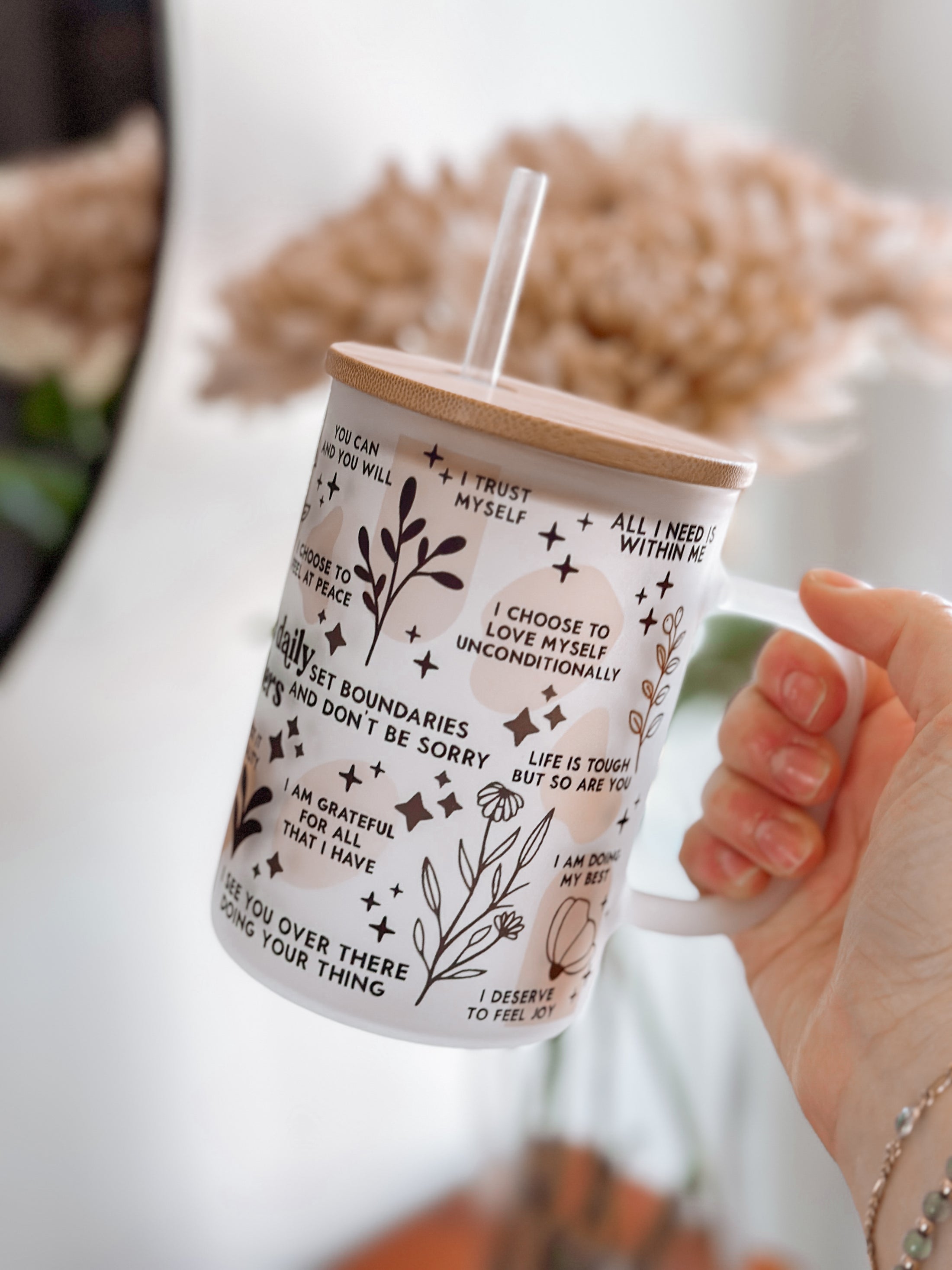 Personalized Daily Reminders Glass Tumbler – Designs by MJ